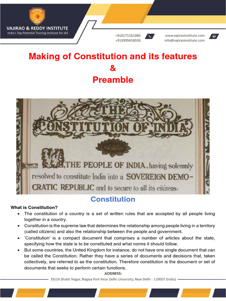 Polity, Making of Constitution and Its Features | PDF | Constitution ...