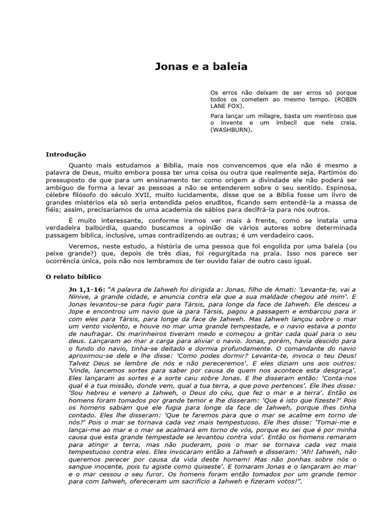 Jonas e A Baleia | PDF | Jonas | Jesus