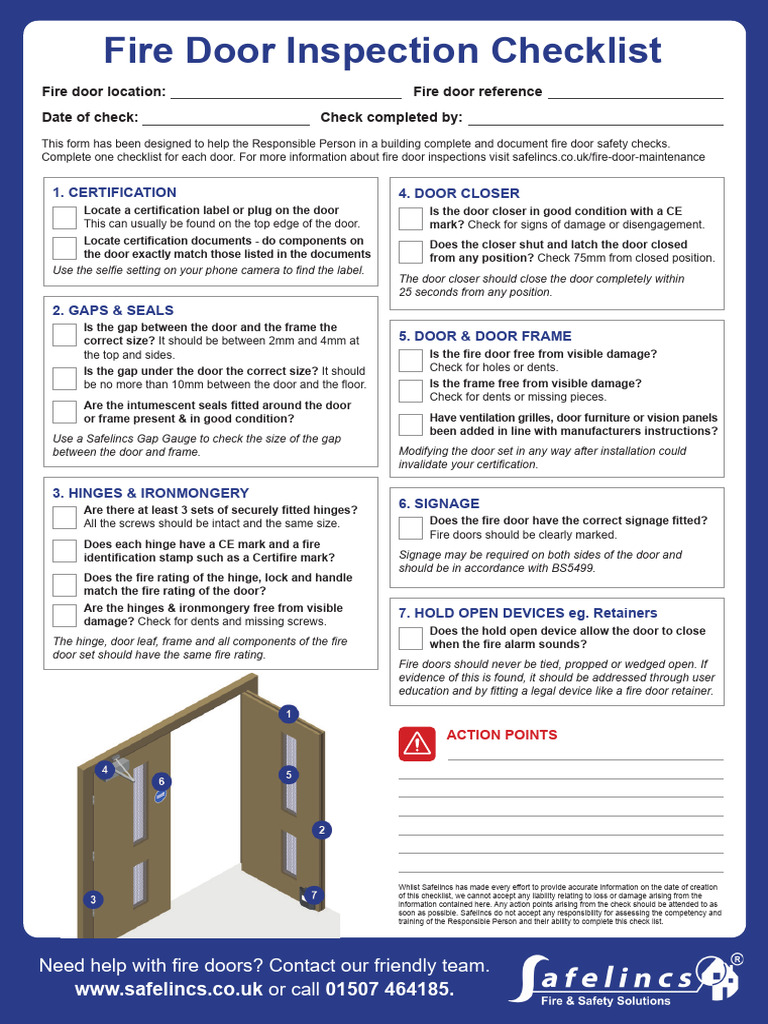 Fire Door Inspection Checklist Guide | PDF | Door | Manufactured Goods