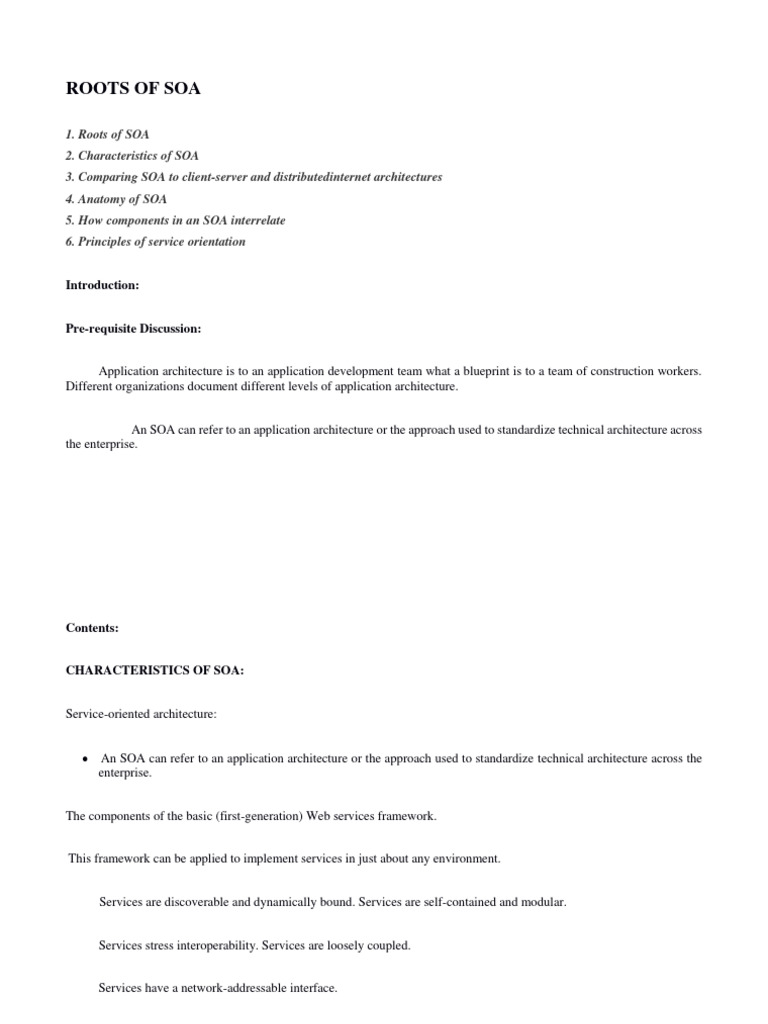 Roots of Soa | PDF | Service Oriented Architecture | Server (Computing)