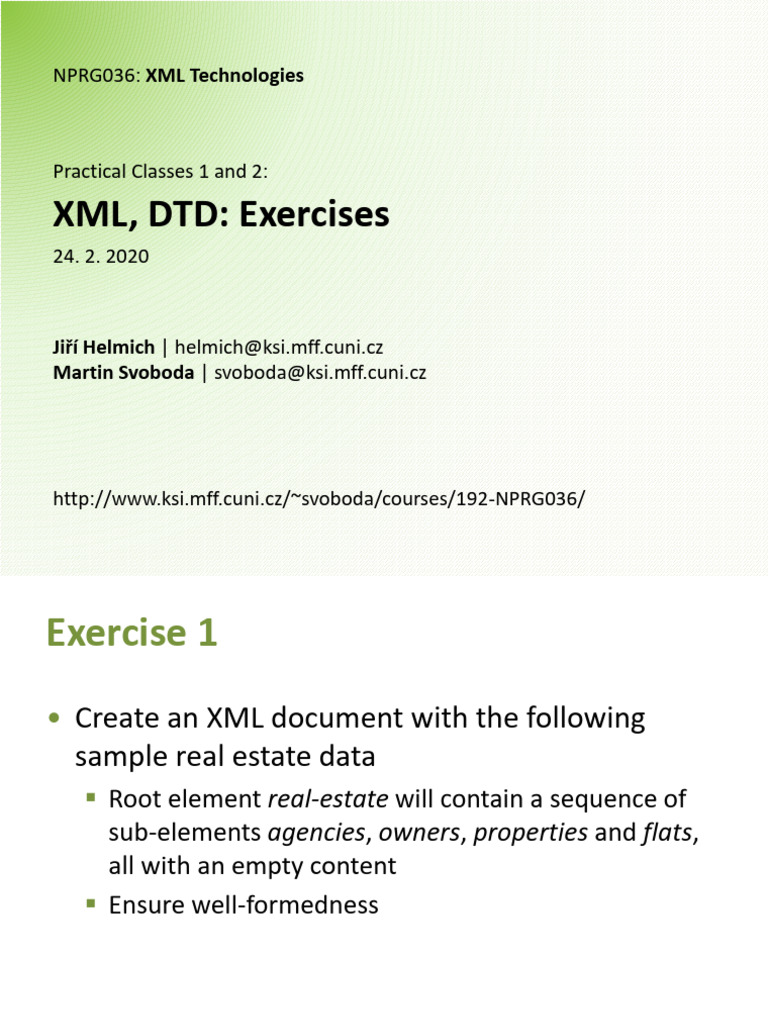 Lab 01 Xml Dtd Exercises Pdf Xml World Wide Web Consortium Standards
