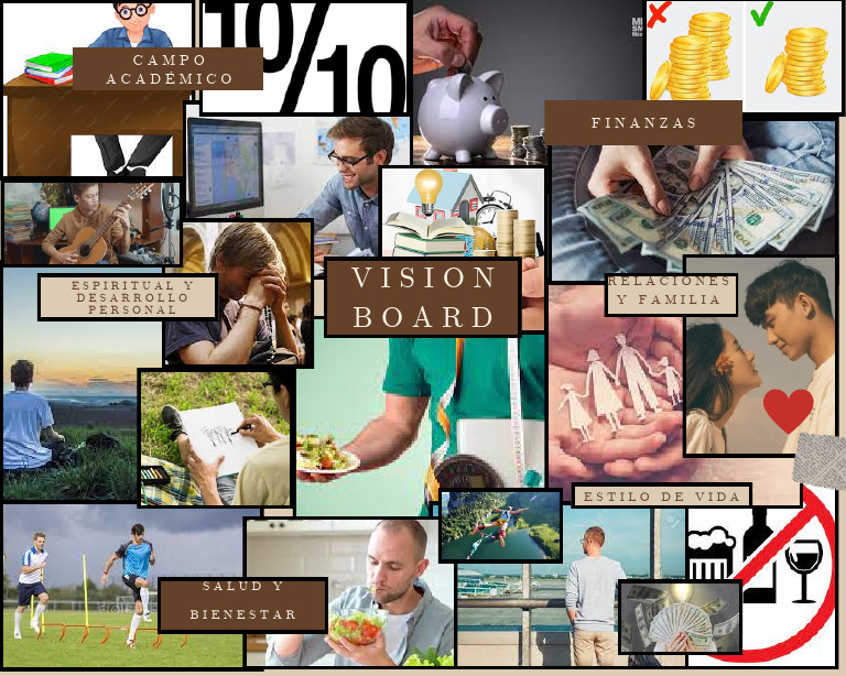 Vision Board Collage Scrapbooking Romantic White Orange | PDF