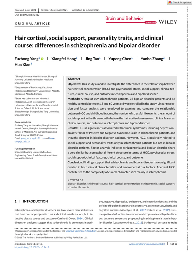 Cópia de Cortisol em Esquiz. e TAB | PDF | Mental Disorder | Schizophrenia