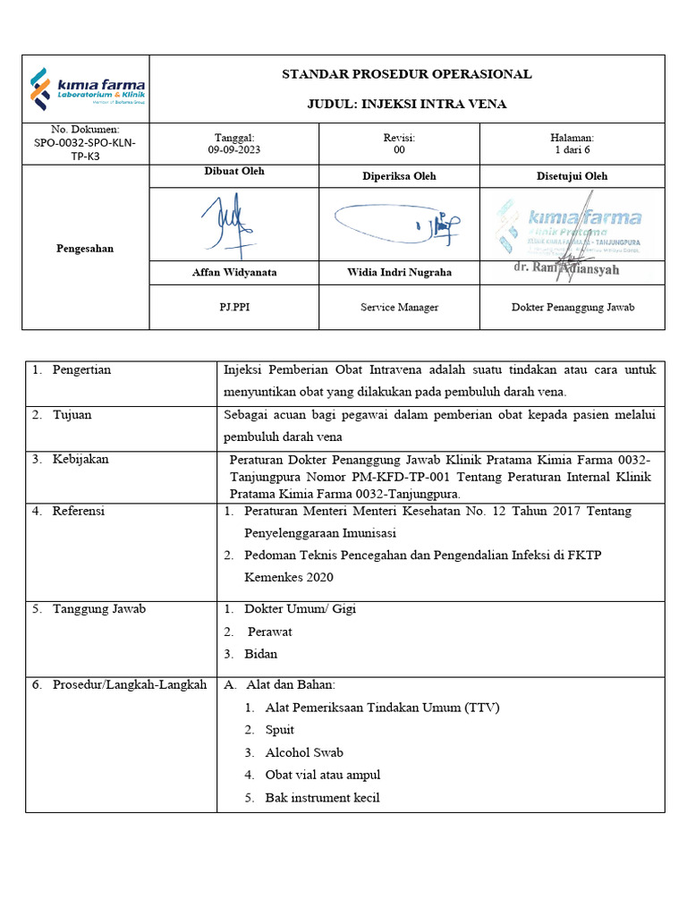 Spo Intra Vena Format Baru | PDF