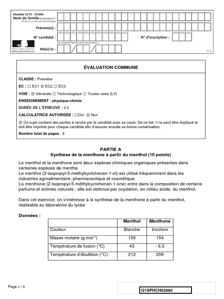 Synthèse de la menthone à partir du menthol | PDF | Chlorophylle | Lumière