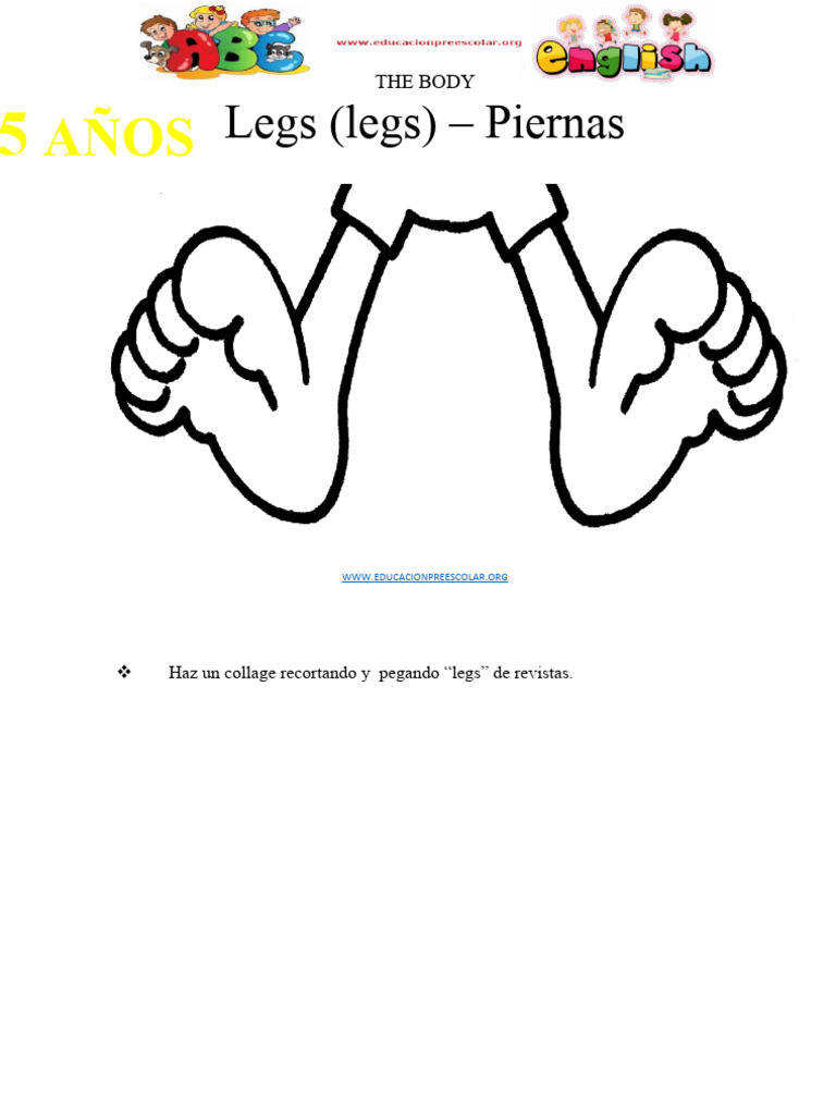 Las Piernas en Ingles para Ninos de 5 Anos | PDF