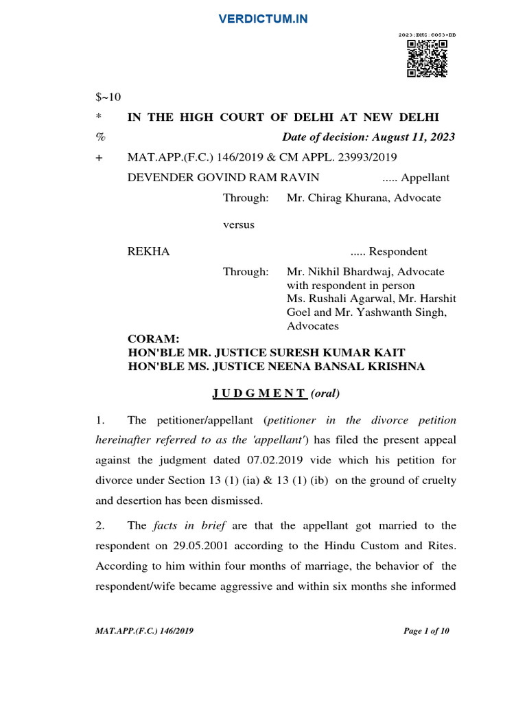 Devender Govind Ram Ravin V Rekha Watermark 1535716 | PDF | Marriage ...