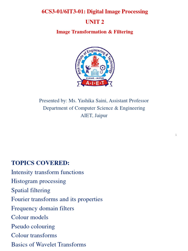 DIP Notes Unit-2 | PDF | Digital Signal Processing | Logarithm