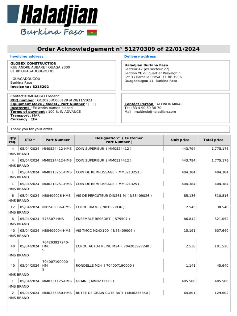 AccuseReception 51270309 | PDF | Trade | Logistics