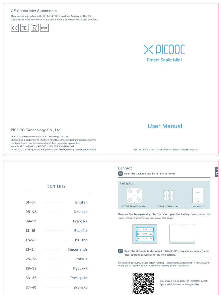 PICOOC Mini - User Manual - EU | PDF
