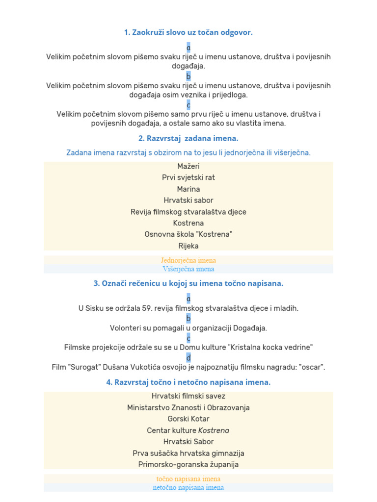 Veliko Početno Slovo Ispit | PDF