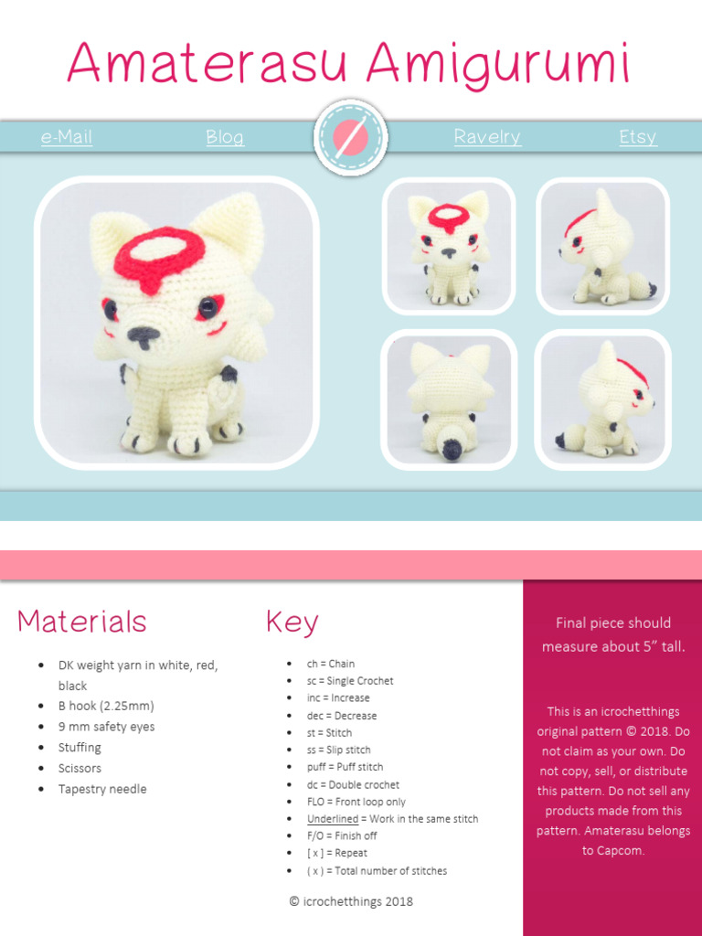 Amigurumi Okami | PDF | Crochet | Woven Fabrics