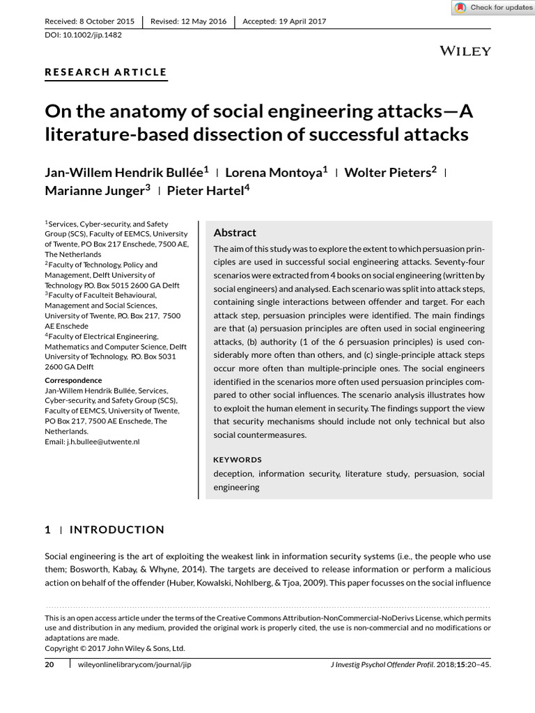 2015 - On the Anatomy of Social Engineering Attacks a Literature‐Based ...