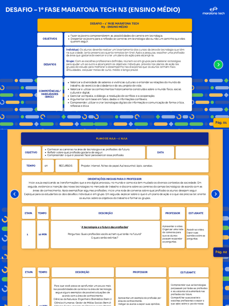 Desafio - 1° Fase Maratona Tech N3 - Ensino Médio | PDF | Science | Tempo