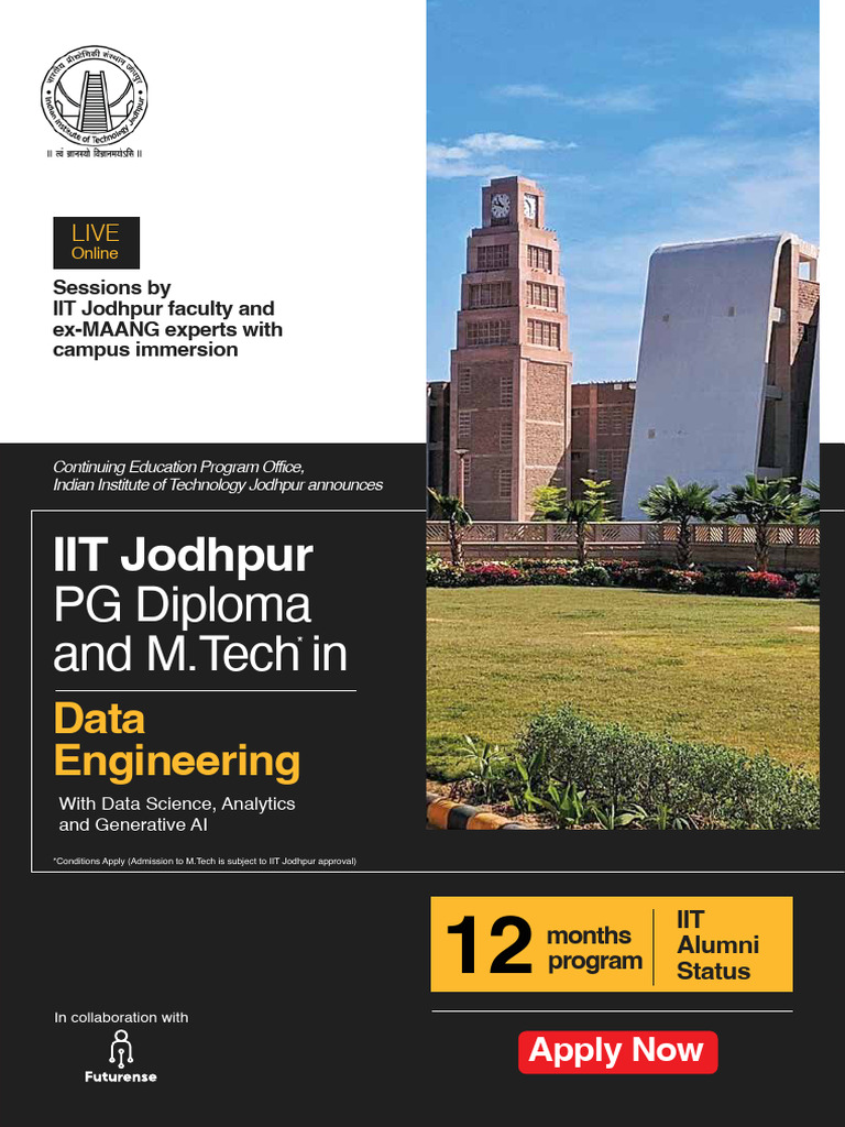 IIT Jodhpur PG Diploma and MTech in Data Engineering Brochure ... IIT Jodhpur PG Diploma and MTech in Data Engineering Brochure ...