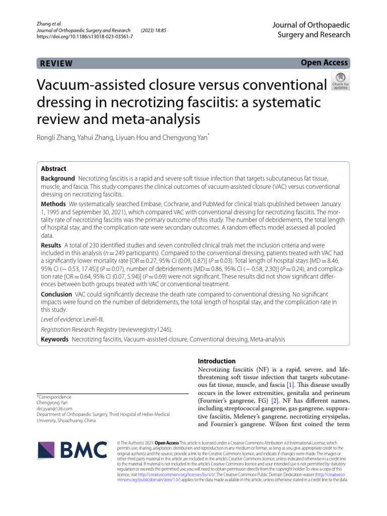 Vacuum-Assisted Closure Versus Conventional Dressing in Necrotizing ...