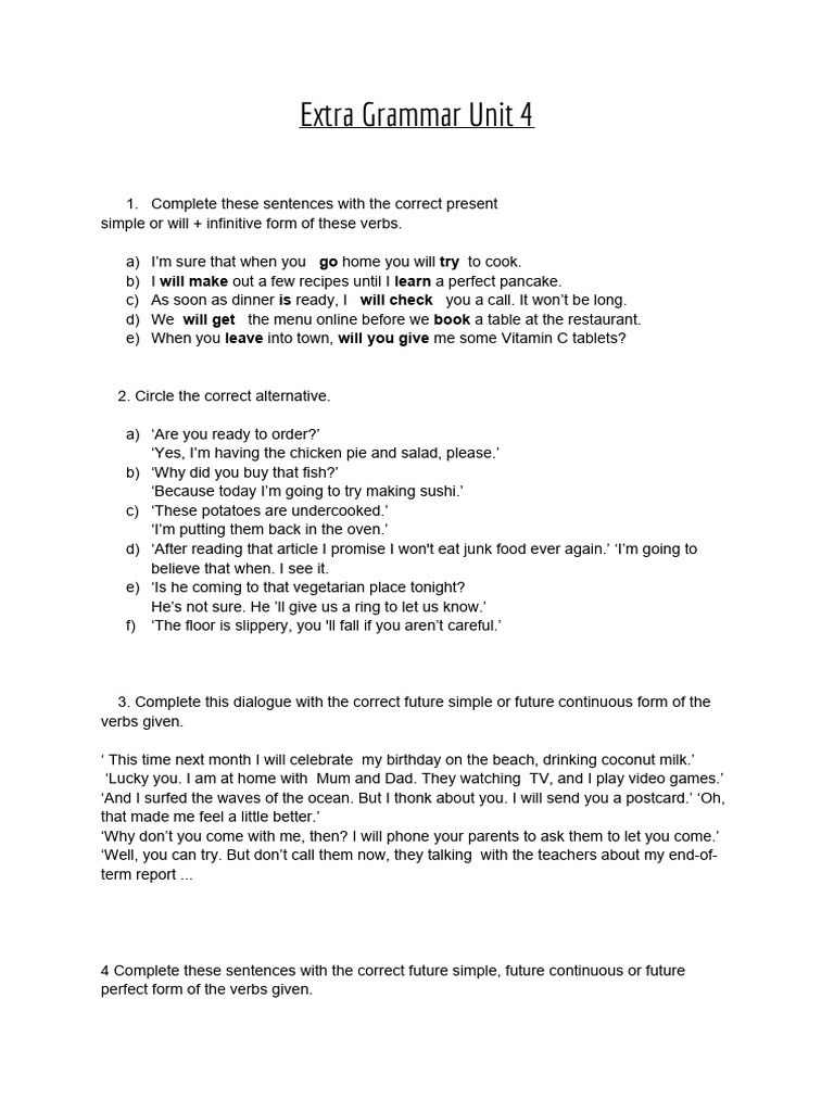 Extra Grammar Practice | PDF