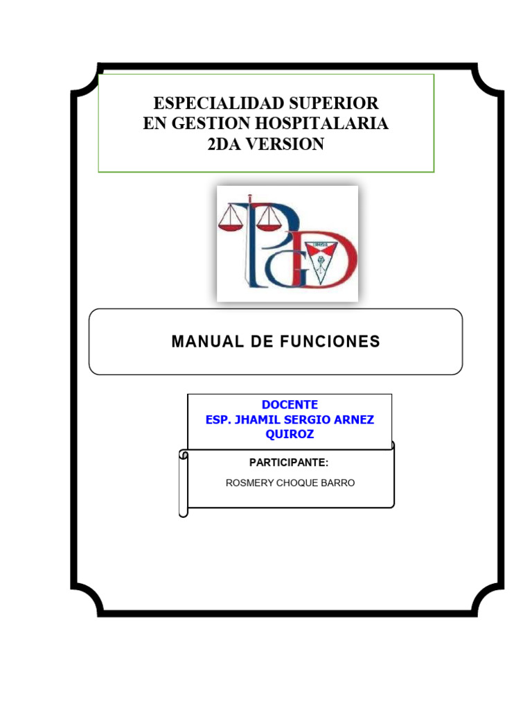 Manual de Organización y Funciones Tarea n2 | PDF | Hospital | Enfermería