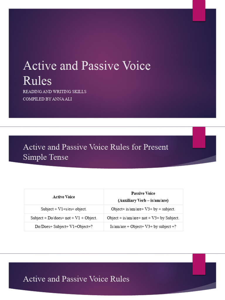 Active and Passive Voice Rules | PDF | Grammatical Tense | Verb