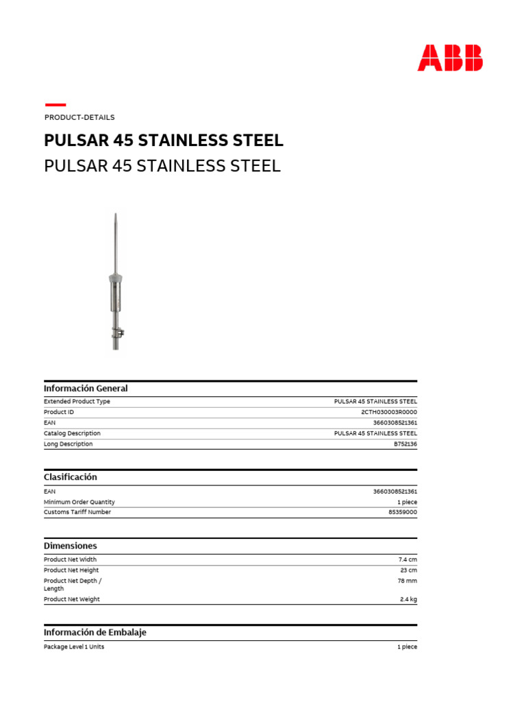 Pulsar 45 Stainless Steel Overview | PDF