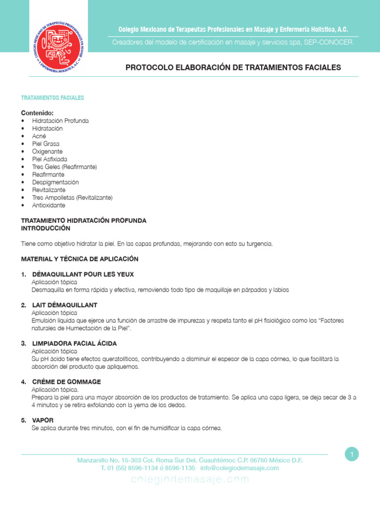 Protocolo Faciales | PDF | Piel | Masaje