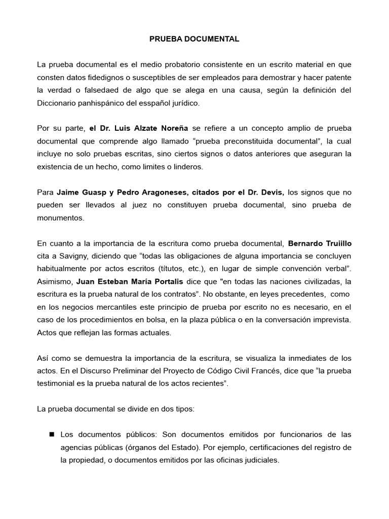 Prueba Documental | PDF | Evidencia (ley) | Ley procesal