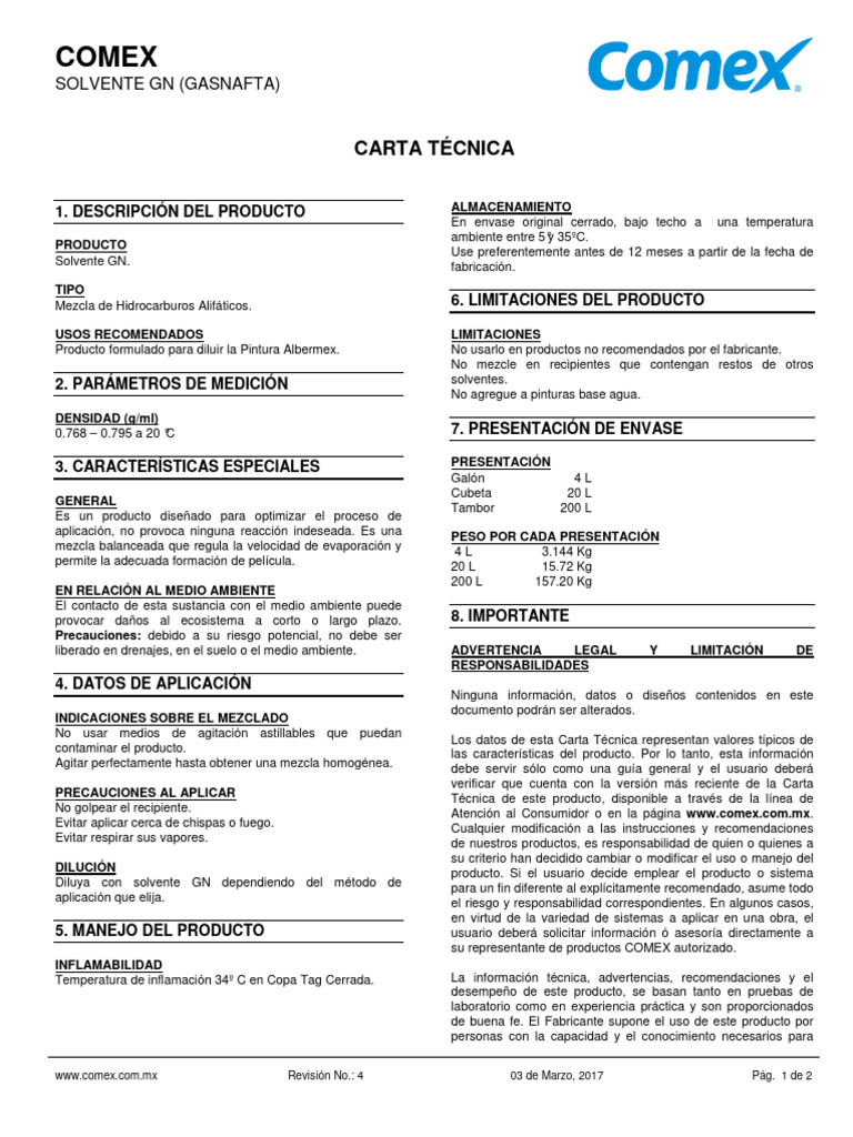 Comex Solvente GN | Descargar gratis PDF | Solvente | Usuario (informática)