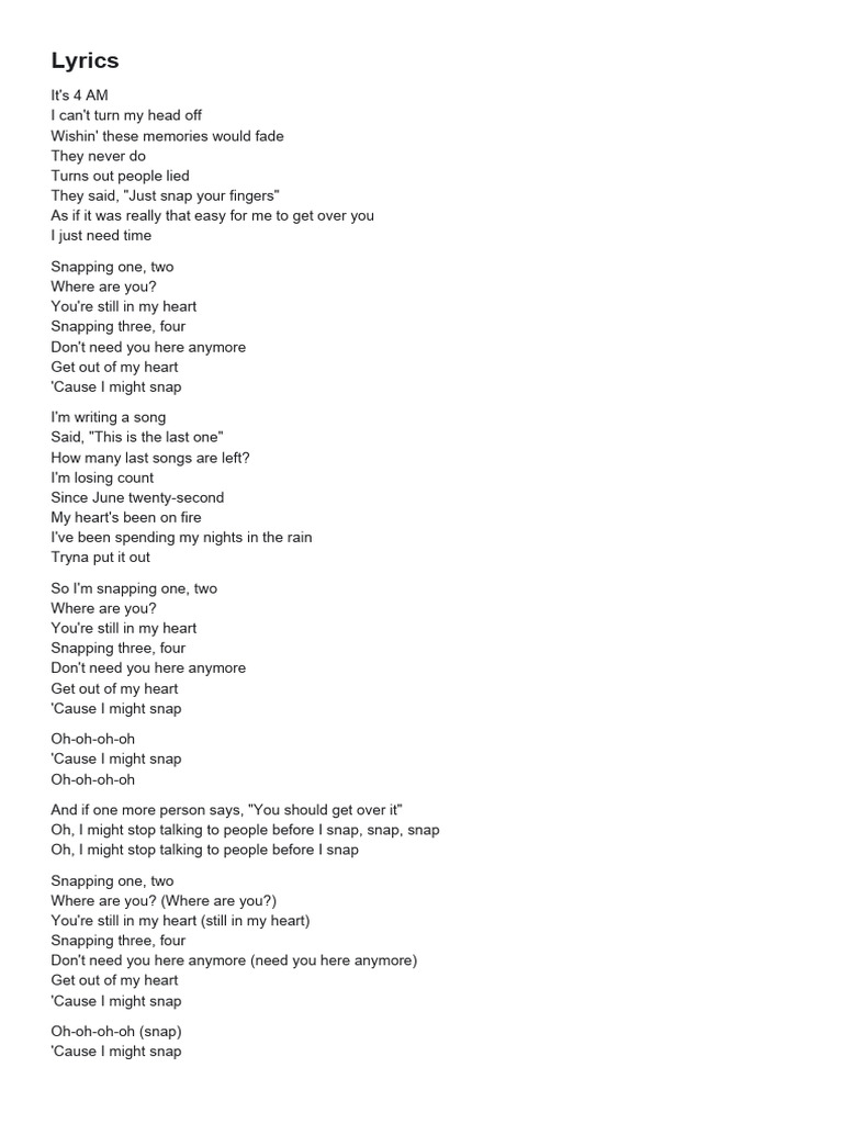 Snap Lyrics | PDF