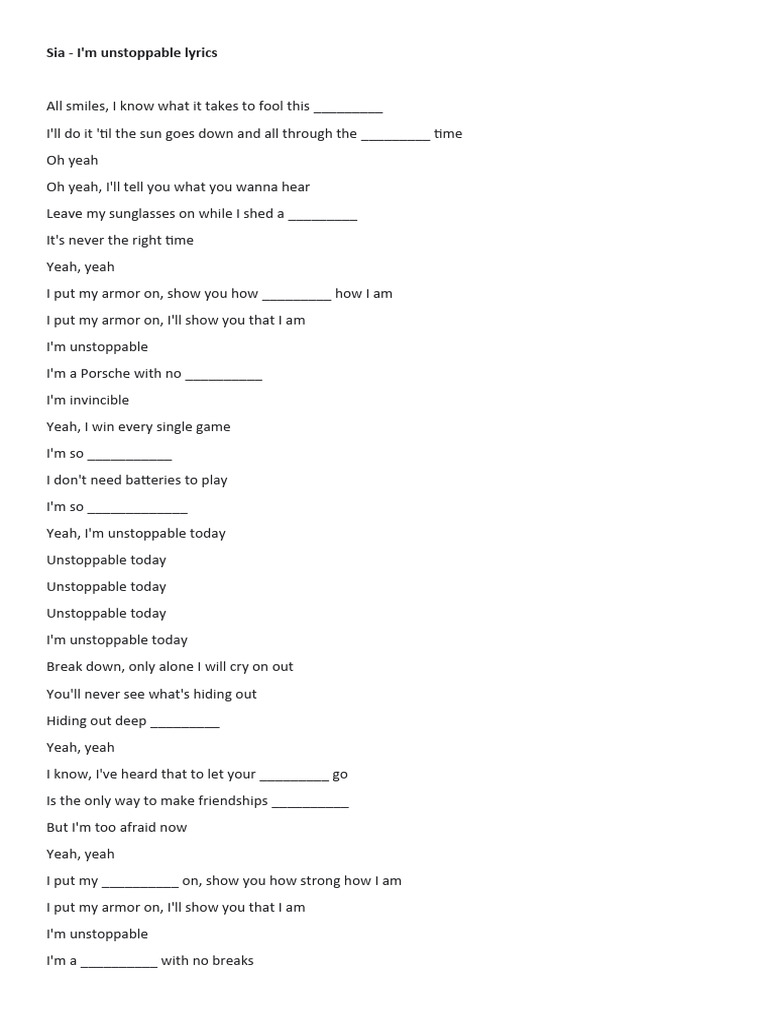 Unstoppable Lyrics | PDF