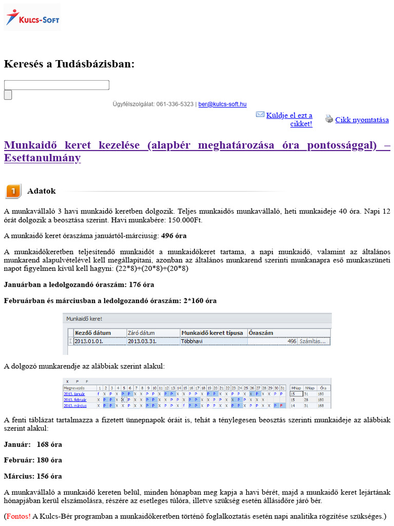 Munkaidőkeret Kulcs Soft | PDF