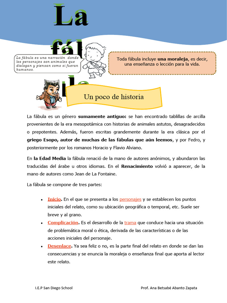 Estructura y Moraleja de la Fábula | PDF | Fábula