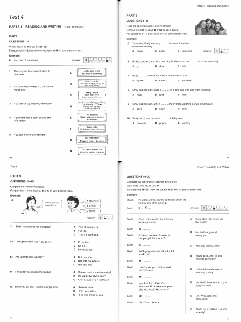 KET For Schools 1 TEST 4 | PDF