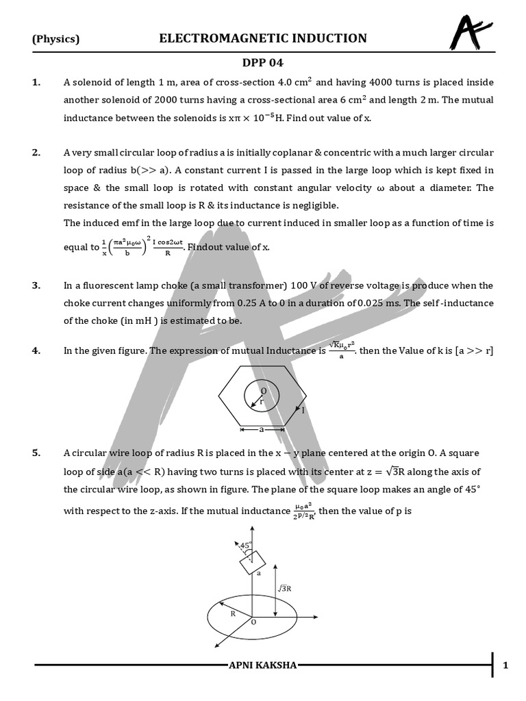 Electromagnetic Induction DPP 04 | PDF | Inductance | Electromagnetic Induction