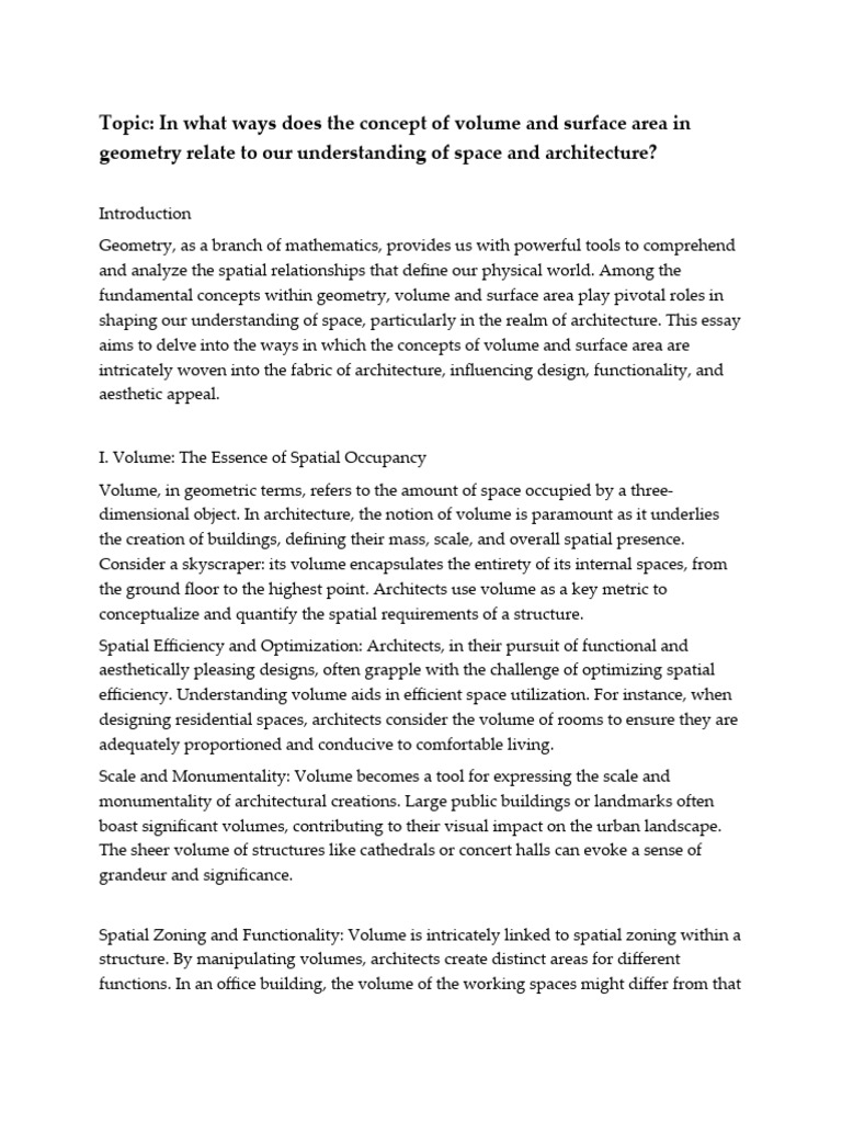 In What Ways Does The Concept of Volume and Surface Area in Geometry ...