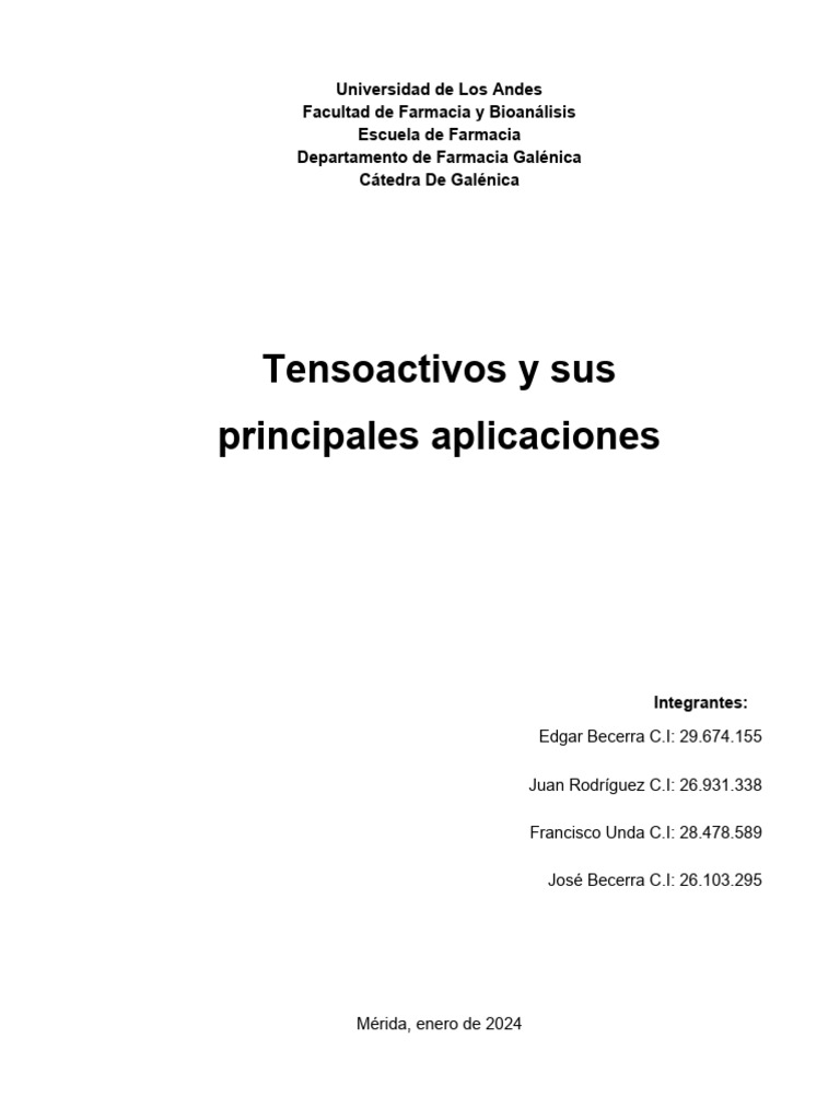 TENSOACTIVOS | Descargar gratis PDF | Tensioactivo | Química Física