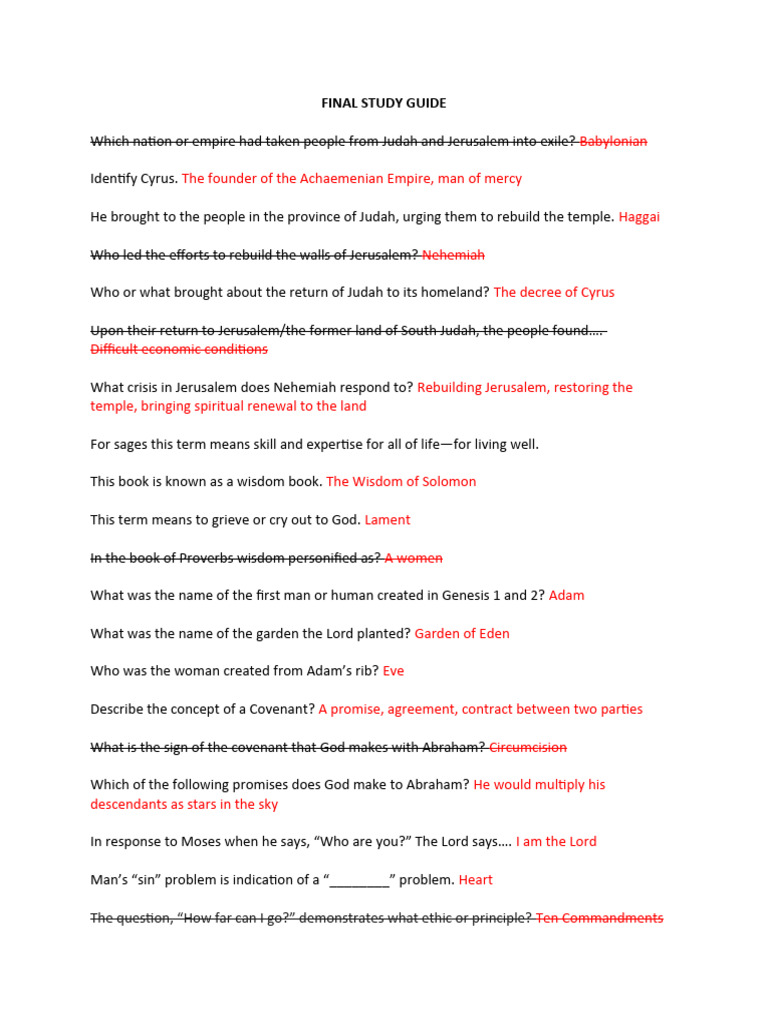 BIB - Final1310-2020-Study Guide | PDF