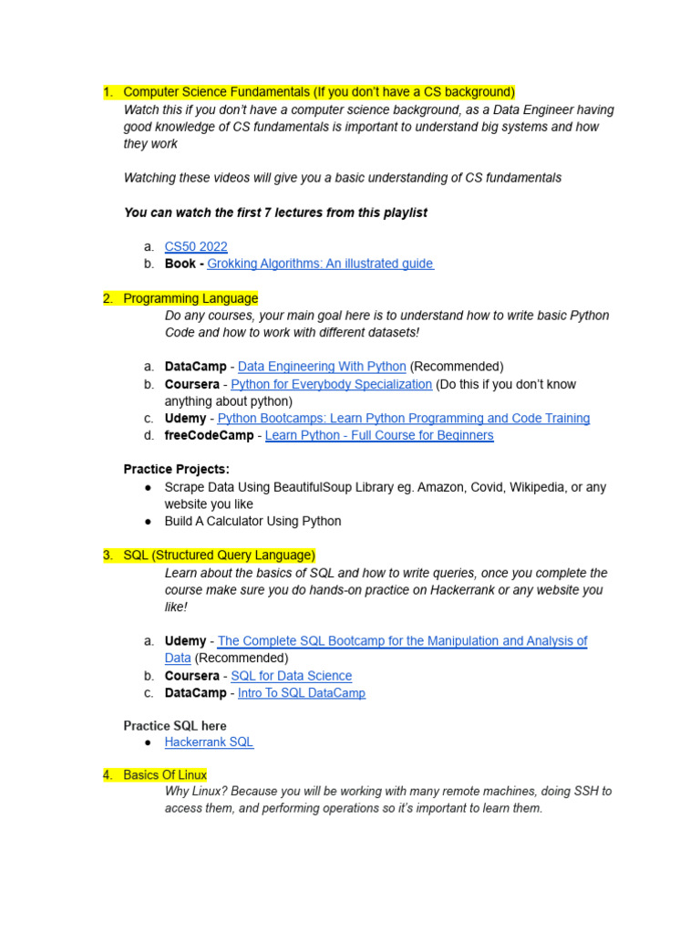 Data Engineering Roadmap | PDF