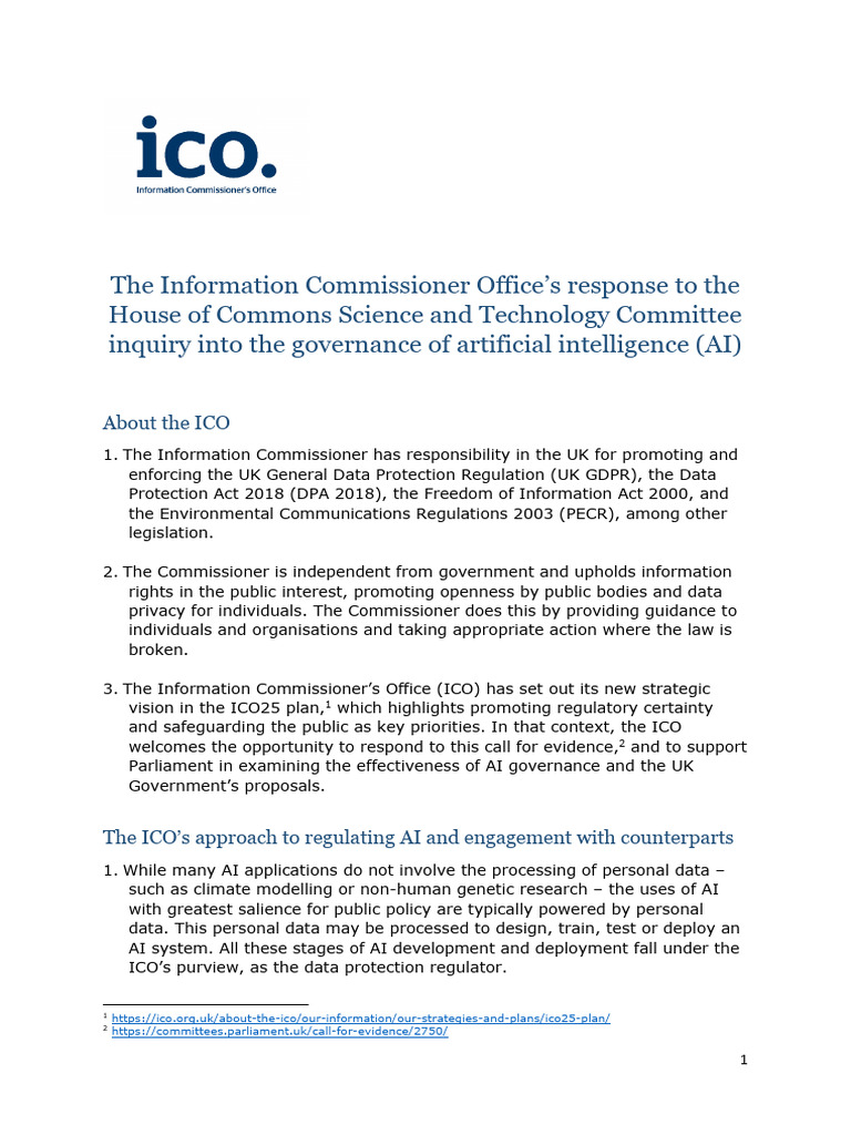 AI Governance: ICO's Role and Insights | PDF | Governance | Artificial ...