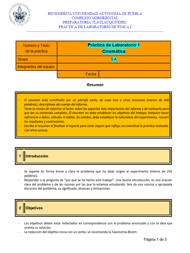 Formato para Reporte de Práctica de Laboratorio de Física I Otoño 2023 ...