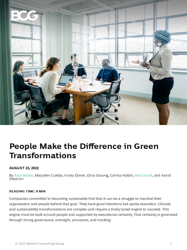 BCG The-Roadmap-To-A-Green-Transformation | PDF | Career & Growth ...