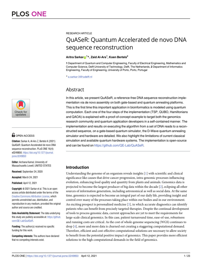 p2 Journal - Pone.0249850 | PDF | Quantum Computing | Mathematical Optimization