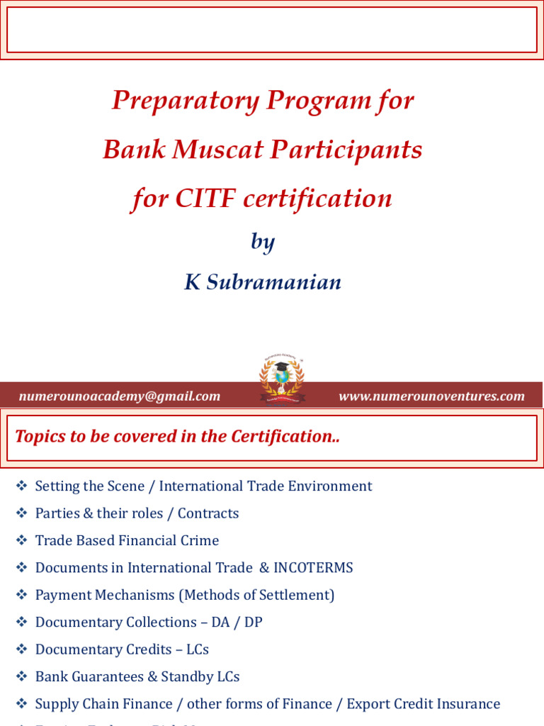 CITF Preparatory Course - BK Muscat - Part 1 2 | PDF | Bill Of Lading | Private Law