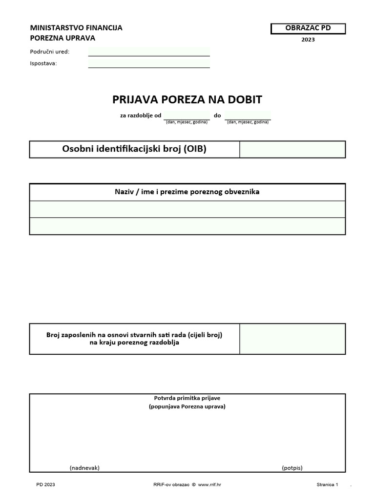 Obrazac PD2023 RRiF v3 | PDF