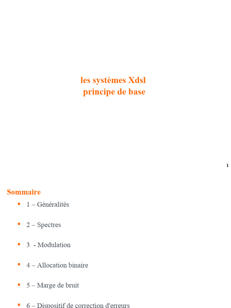 1 Les Systèmes XDSL Principe de Base | PDF | Débit binaire | Modulation