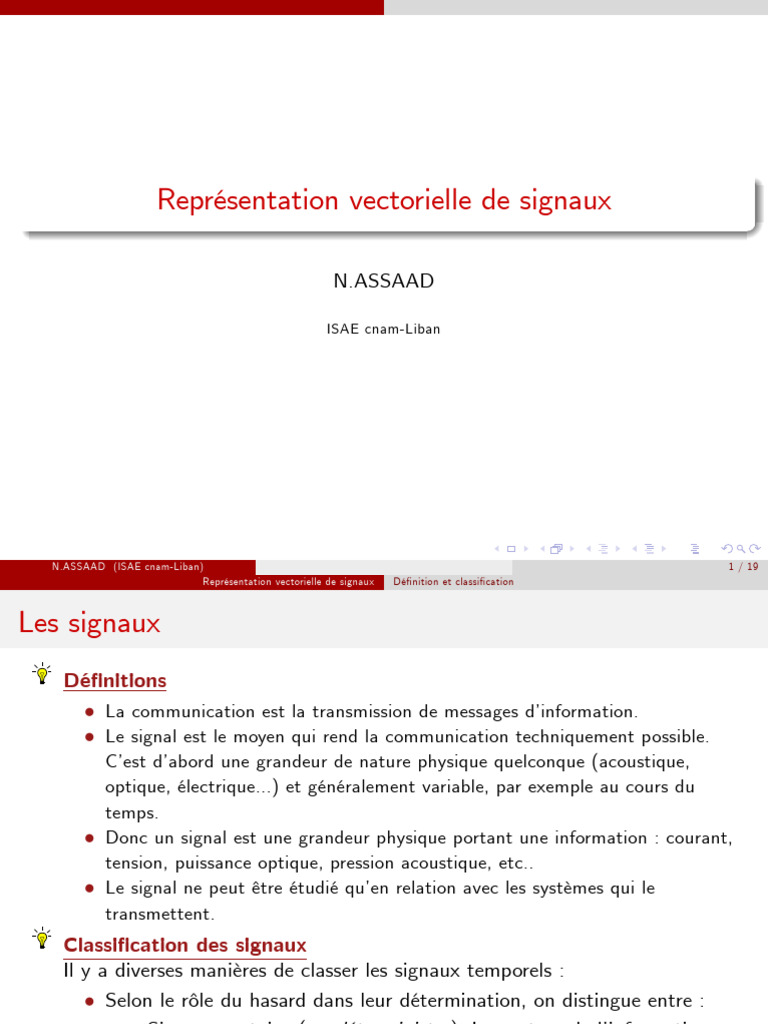 Représentation Vectorielle de Signaux | PDF