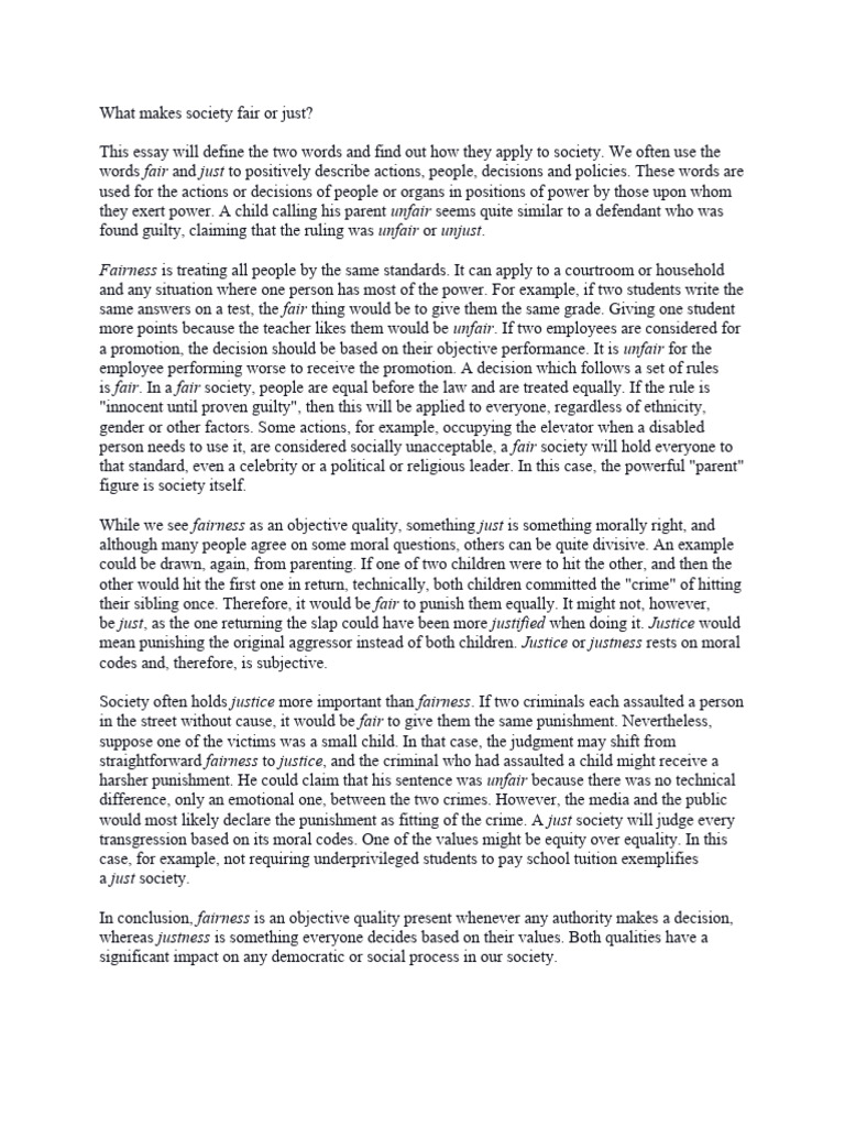 Fair or Just Society - Edited | PDF | Justice | Crime & Violence