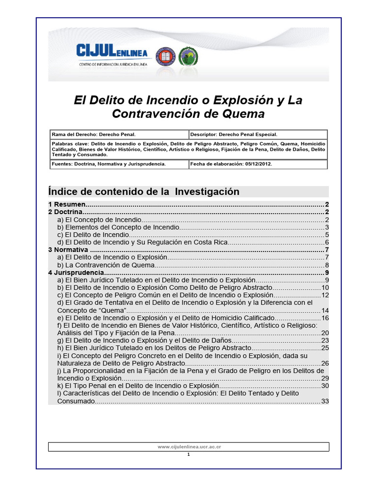 El Delito de Incendio o Explosion y La Contravencion de Quema | PDF ...