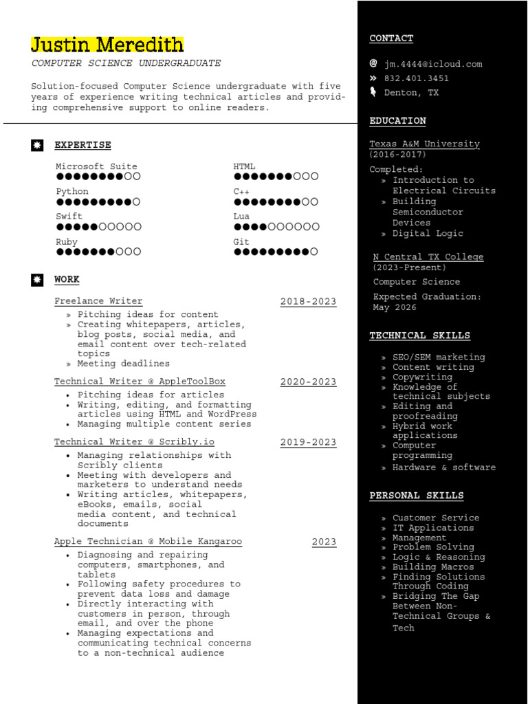 Computer Science Undergrad & Writer | PDF | Application Software ...