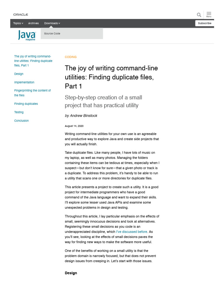 The Joy of Writing Command Line Utilities Part 1 Finding Duplicate Files | PDF | Command Line ...