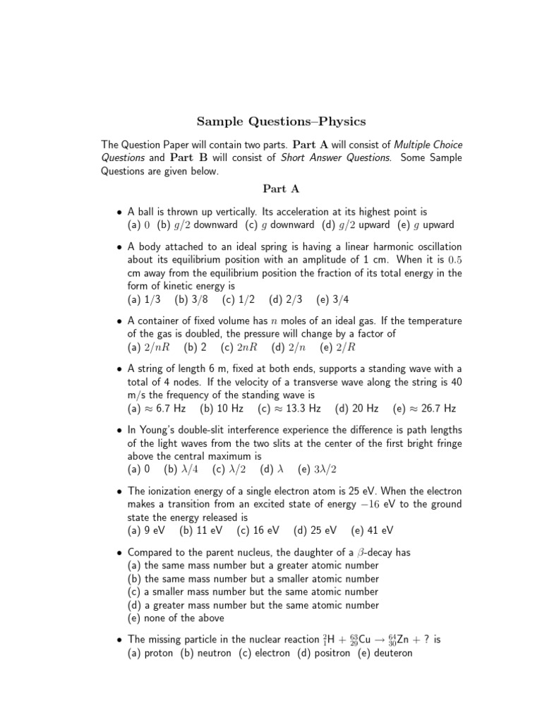 Cmi - Sample QP | PDF | Atomic Nucleus | Electron